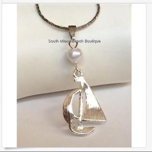 South Miami Beach Boutique | Jewelry | Silver Pearl Sailboat Necklace ...